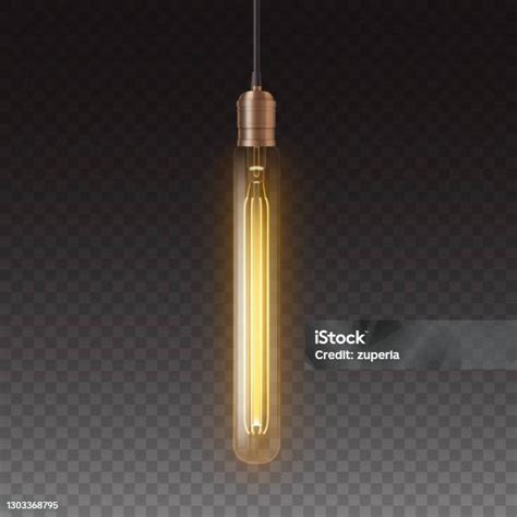 와이어에 매달려 현실적인 빛나는 램프 투명 한 배경에 격리 된 백열 전구 0명에 대한 스톡 벡터 아트 및 기타 이미지 0명 3차원 형태 Led 조명 Istock