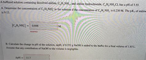solved a buffered solution containing dissolved aniline c h