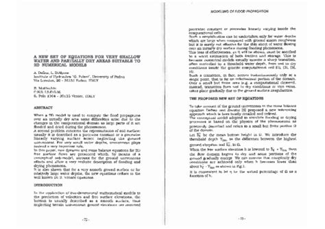 Pdf New Set Of Equations For Very Shallow Water And Partially Dry Areas Suitable To 2d