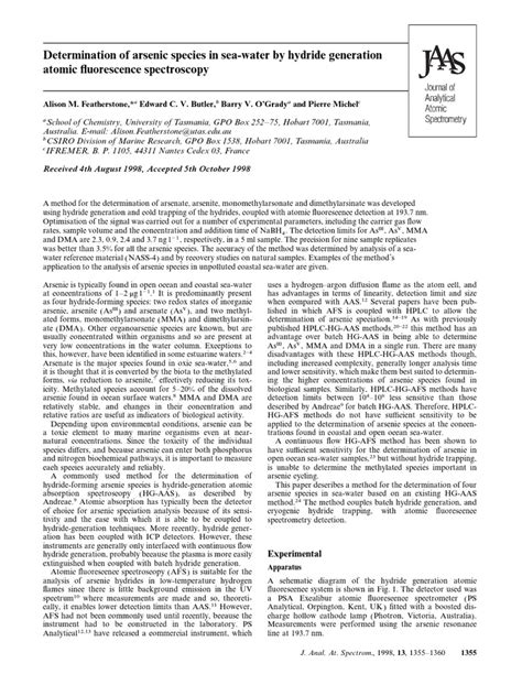 Determination Of Arsenic Species In Sea Water By Hydride Generation