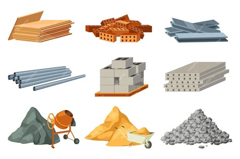 Premium Vector Set Of Building Materials Vector Isolated Objects