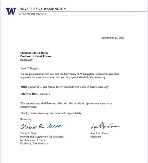 Truly Appreciate This Amazing Honor From The University Of Washington University Of Washington