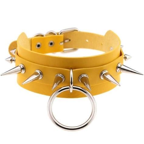 O Ring Spike Choker 15 Colors Yellow