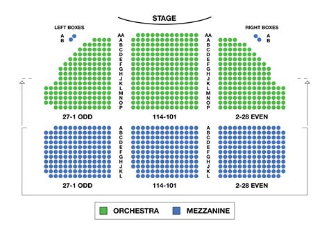 Music Box Theatre Large Broadway Seating Charts