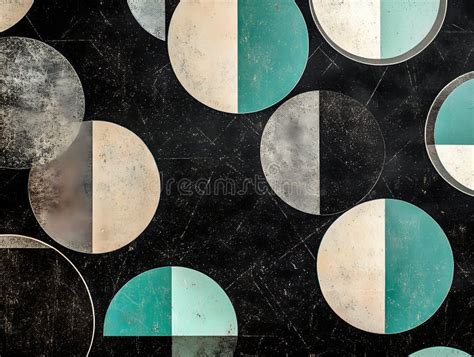 Intricate Geometric Patterns Featuring Interconnected Shapes On Obsidian Black Background Stock