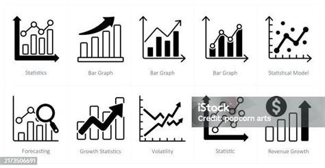 A Set Of 10 Diagram Icons As Statistics Bar Graph Statistical Model
