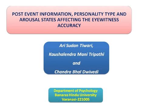 Ppt Eyewitness Memory Personality And Arousal Dokumen Tips