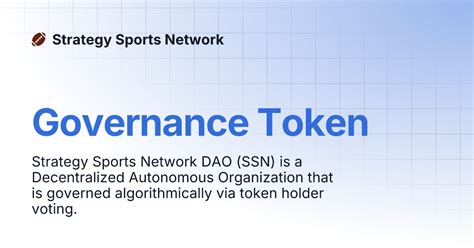 Governance Token Strategy Sports Network