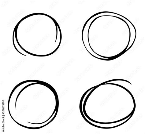 Hand Drawn Circle Sketch Set Doodle Pencil Line Vector Hand Drawn Circle Line Sketch Set