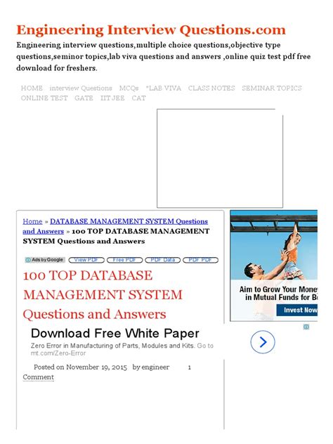 100 Top Database Management System Questions And Answers Database
