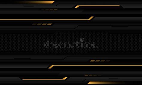 Abstract Metallic Yellow Line Black Cyber Geometric Black Hexagon Mesh Banner Blank Space Design