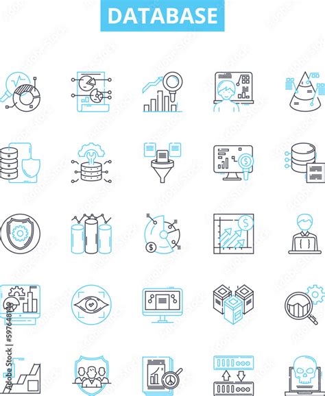 database vector line icons set database sql mysql oracle access