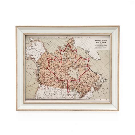 Canada Maple Leaf Map White Rustic Frame Presents Presents Presents