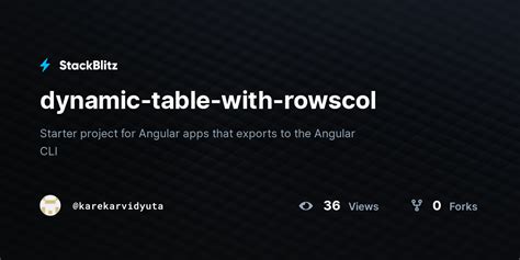 Dynamic Table With Rowscol Stackblitz