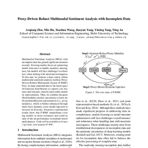 Proxy Driven Robust Multimodal Sentiment Analysis With Incomplete Data Acl Anthology