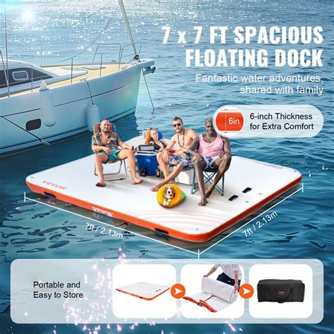 Vevor Inflatable Floating Dock 7 X 7ft Inflatable Dock Platform Non