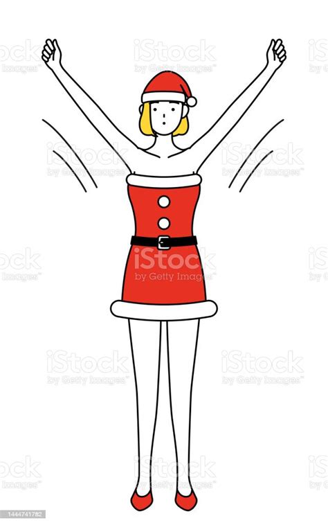 산타클로스 복장을 한 여성이 심호흡을 하는 간단한 선 그리기 그림 12월에 대한 스톡 벡터 아트 및 기타 이미지 12월