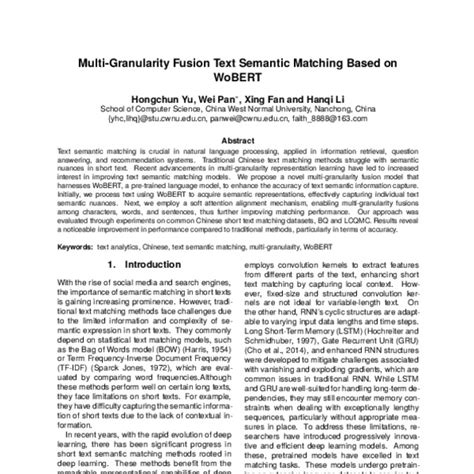 Multi Granularity Fusion Text Semantic Matching Based On Wobert Acl