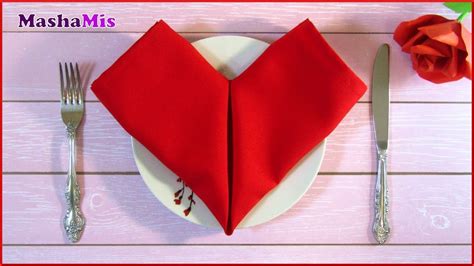 Как просто и красиво сложить салфетки для сервировки стола сердце Napkins Tableware Dinnerware