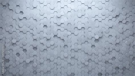 Futuristic High Tech Light Background With A Hexagonal Cellular Structure Wall Texture With