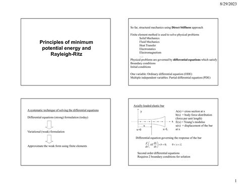 Rayleigh Ritz Method 1 D Bar Problempdf Physics Science