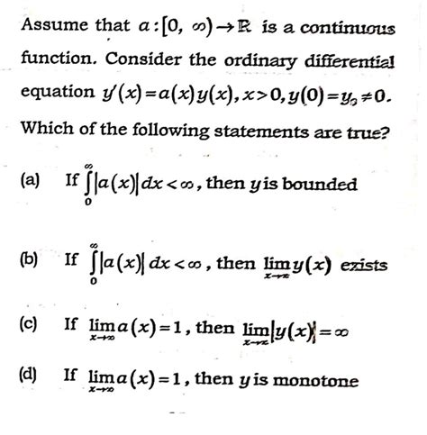 solved assume that a [0 r is a continuous function