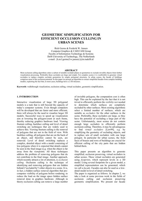 pdf geometric simplification for efficient occlusion culling in urban