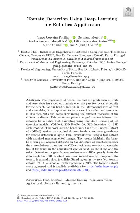 Pdf Tomato Detection Using Deep Learning For Robotics Application