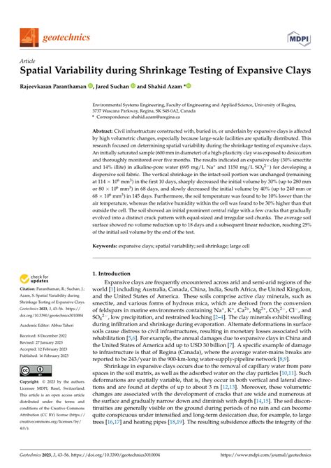 Pdf Spatial Variability During Shrinkage Testing Of Expansive Clays