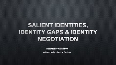 Salient Identities Identity Gaps Identity Negotiation Presented By