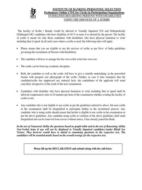 Scribe Declaration Form Clk6 Pdf Visual Impairment Test Assessment
