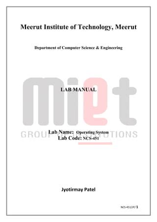Operating System Lab Manual PDF