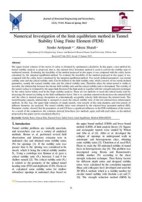 PDF Numerical Investigation Of The Limit Equilibrium Method In Tunnel Stability Using Finite
