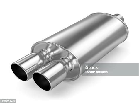 강철 약실 머플러 흰색 배경에 고립 된 이중 배기 자동차 파이프 배기관에 대한 스톡 사진 및 기타 이미지 배기관 차 0명 Istock