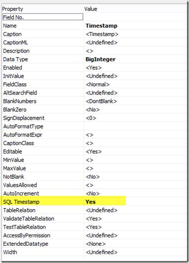 Timestamp Field Available In Tables In Nav 2016 Suresh Kulla