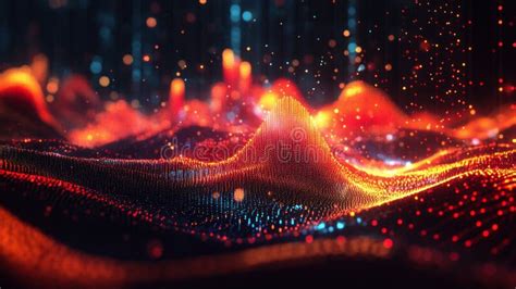 Dynamic Abstract Waves Glowing In Red And Blue Colors Generative Ai
