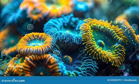 Coral Reef Ecosystem Underwater Beauty Close Up Of Coral Reef Polyp