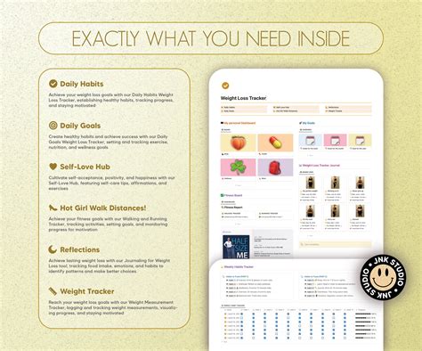 Weight Loss Tracker Notion Template Weight Tracker Personal Journal Notion Planner Self Love
