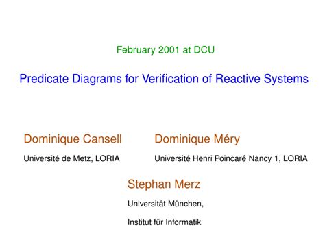 Pdf Predicate Diagrams For The Verification Of Reactive Systems