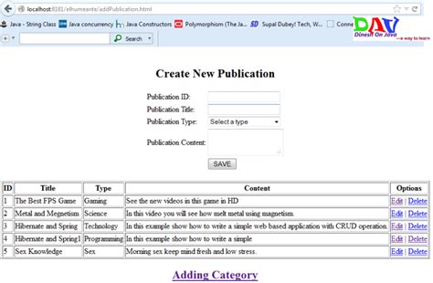 Spring Crud Example Using One To One Mapping Of Two Tables Dinesh On Java