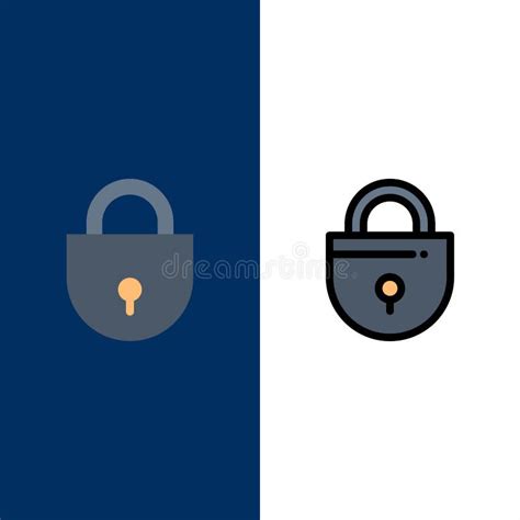 Internet Lock Locked Security Icons Flat And Line Filled Icon Set