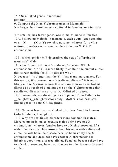 Study Guide Chapter Chromosomal Basis Of Inheritance Answers Docx