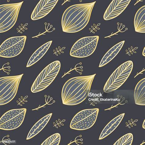 벡터 현대 원활한 패턴 나뭇 가지 열매 잎과 함께 이미지와 평평한 아이콘을 낙서합니다 포장지 및 배경 장식 가을에 대한 스톡 벡터 아트 및 기타 이미지 Istock