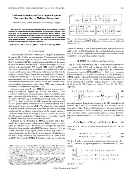 Pdf Minimum Mean Squared Error Impulse Response Shortening For