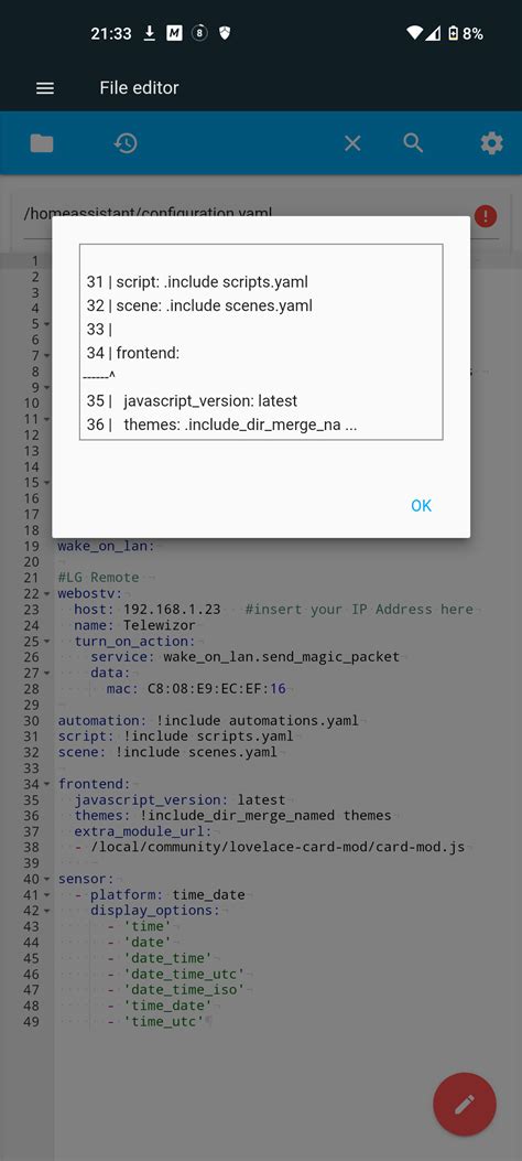 Yaml Config Error Frontend Home Assistant Community