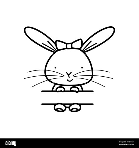 line art illustration of adorable cartoon rabbit sitting at table stock vector image and art alamy