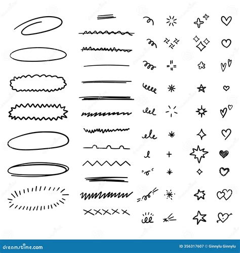 Sketch Underline Emphasis Arrow Shape Set Hand Drawn Brush Stroke Highlight Speech Bubble