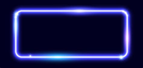 네온으로 빛나는 직사각형 프레임 파란색 보라색 빛나는 직사각형 테두리 수평 전등 표지판입니다 배너 포스터 콜라주 표지를 위한