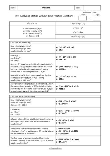 Ks4 Gcse Physics Aqa P9 Motion All 4 Ppts 10 Ws 10 Ms Teaching Resources