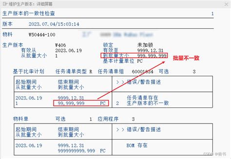 SAP生产版本和工艺路线由于批量不一致导致的报错问题解决实例 sap 生产版本 CSDN博客